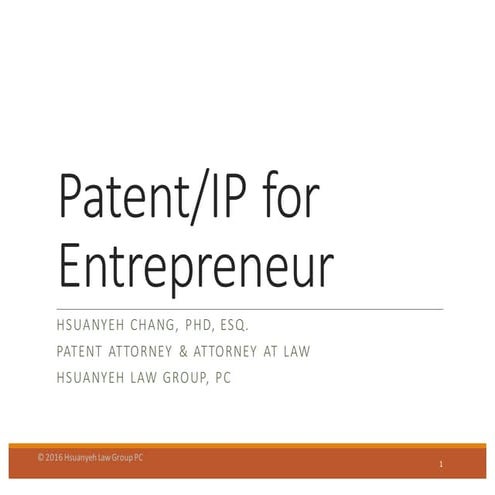 Patent/IP for Enterpreneur | PDF
