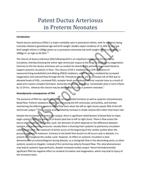 Patent Ductus Arteriosus (PDA) | PPTX