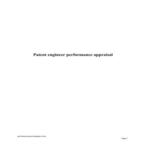 Patent engineer performance appraisal | PDF