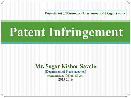 Patent infringement and its types | PPTX