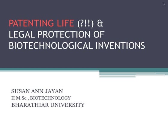 Patenting life forms (by aashi) | PPT