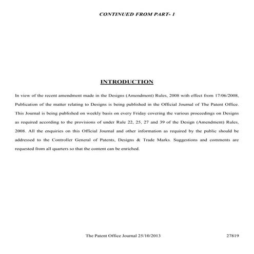 DESIGN PATENT Registration in India| Patent office in India Publishes ...