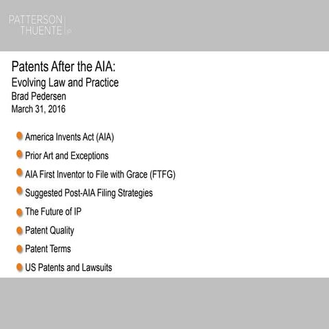 Patents After the AIA: Evolving Law and Practice | PPT
