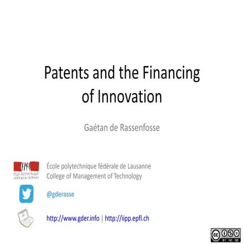 Patents and the financing of innovation | PPT