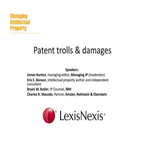Dec 17 Managing IP & LexisNexis Webinar: Patent trolls & damages | PDF ...