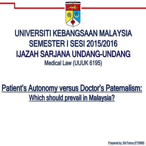 Paternalism v autonomy. | PPTX