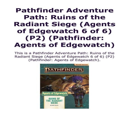 Læse bøger Pathfinder Adventure Path: Ruins of the Radiant Siege ...
