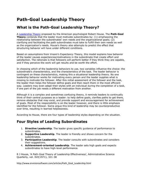 Path goal theory of leadership | PPTX