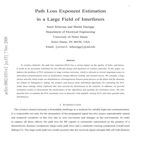 Path loss exponent estimation | PDF