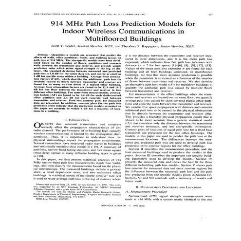 Path loss model frin indoor wireless communication | PDF