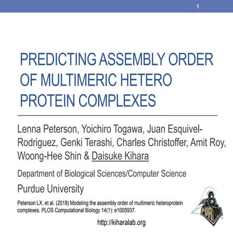 Predicting Assembly Order of Multimeric Protein Complexes | PPT