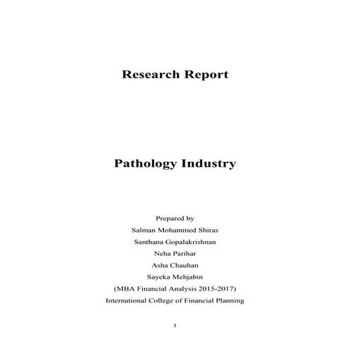 Pathology labs research report | PDF