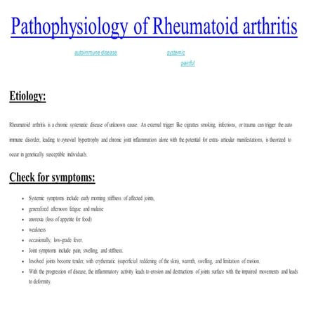 Rheumatoid Arthritis Pathophysiology Nursestudynet Pathology Outlines ...