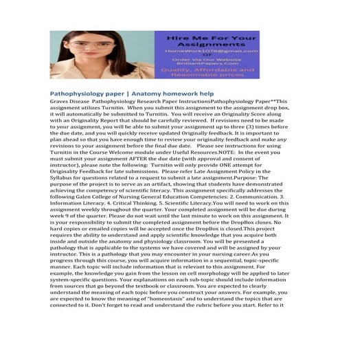 Pathophysiology paper Anatomy homework help.docx