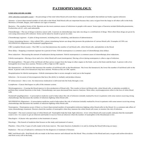 Pathophysiology unit one study guide | DOCX