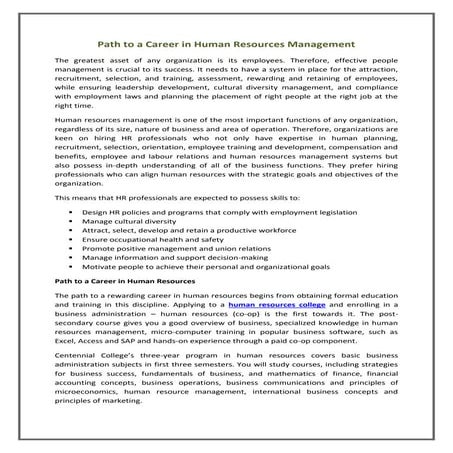 Path to a career in human resources management | DOCX
