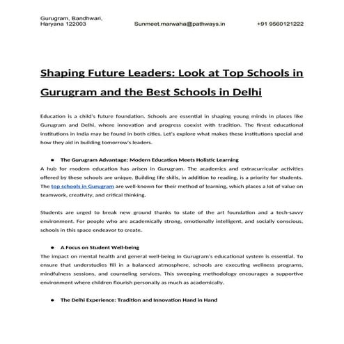Shaping Future Leaders: Look at Top Schools in Gurugram and the Best ...