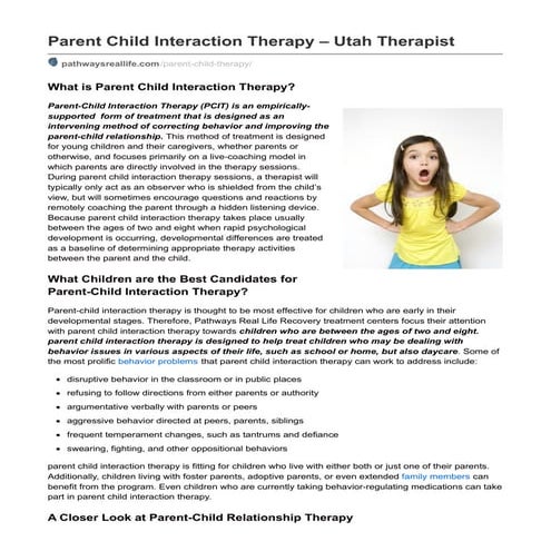 Parent-Child Interaction Therapy (PCIT) | PDF