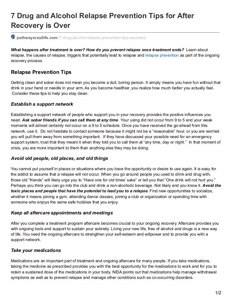 7 Relapse Prevention Tips