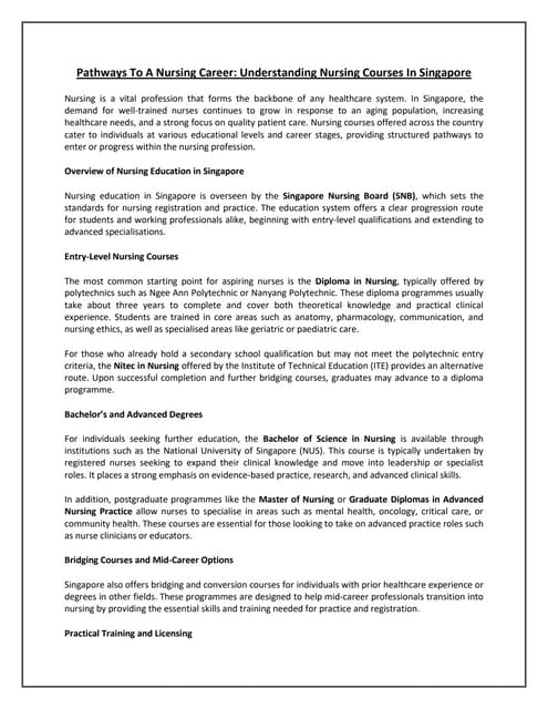 Degree in Nursing Courses in Singapore | PDF | Healthcare Industry ...