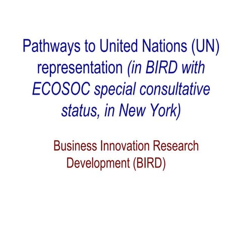 Pathways to UNITED NATIONS ECOSOC CONSULTATIVE STATUS | PPT