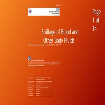 patic188.pptx spillage of blood and body fluids | PPTX