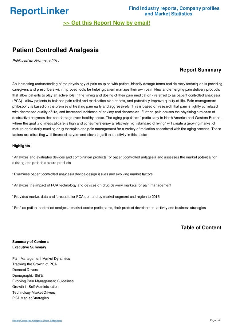 Patient Controlled Analgesia