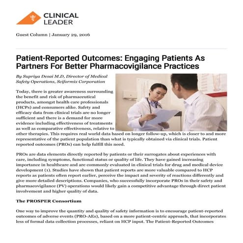 Patient-Reported Outcomes: Engaging Patients as Partners for Better ...
