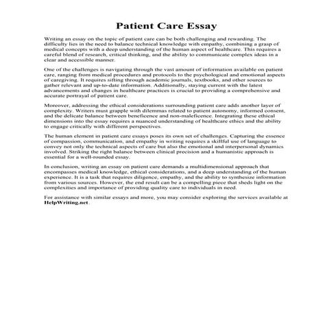 Patient Care Essay | PDF