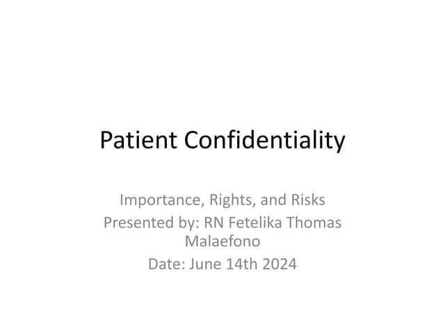 Health care confidentiality and privacy | PPTX