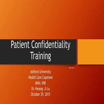 Patient confidentiality training | PPT
