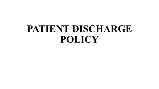Patient Discharge Process in Corporate Hospital _ PPT | PPTX