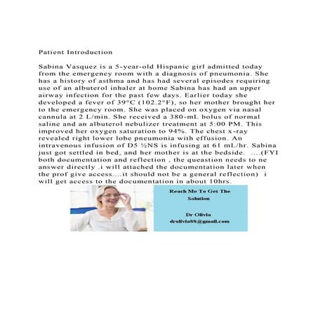 Patient IntroductionSabina Vasquez is a 5-year-old Hispanic .docx