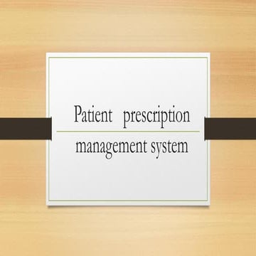Patient prescription management system | PDF