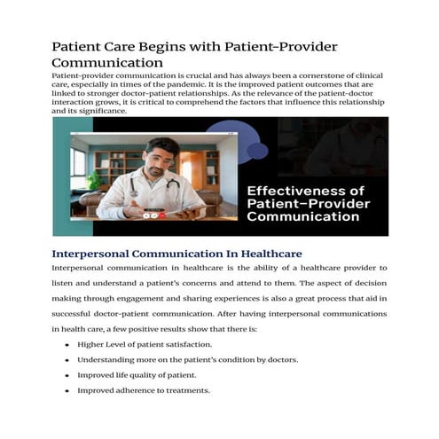 Guide to Patient-Provider Communication Models | PDF