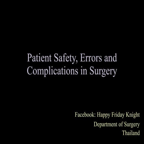 Patient safety, Errors, and Complications in surgery | PPTX