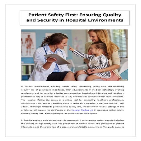 Patient Safety First - Ensuring Quality and Security in Hospital ...