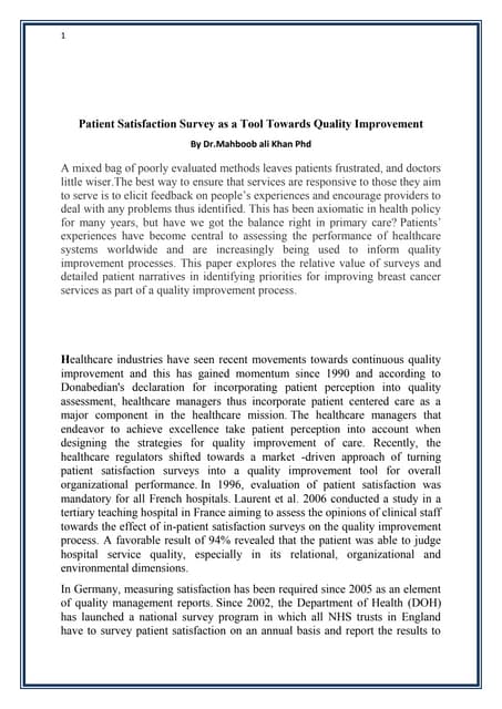 Importance Of Measuring Patient Satisfaction Ppt