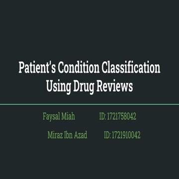 Patient’s Condition Classification Using Drug Reviews.pptx