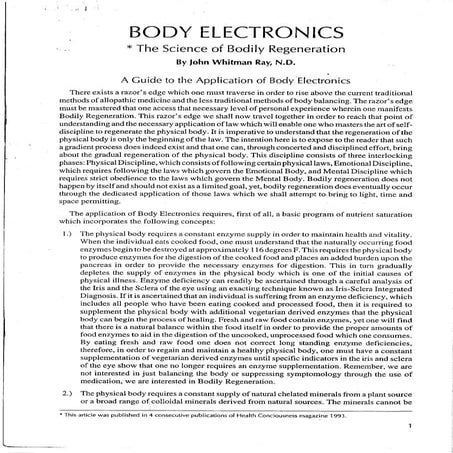 Patients Guide To Body Electronics by Dr John W. Ray | PDF