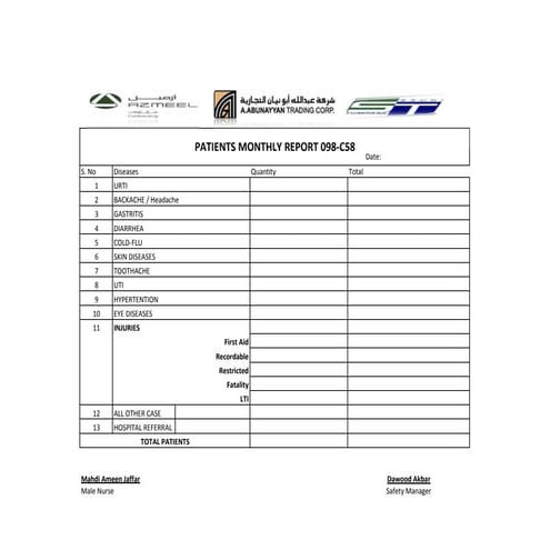 Patients monthly report form | PDF