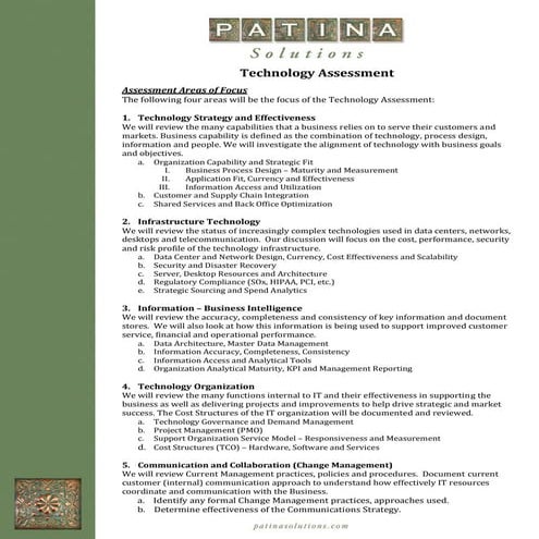 Patina Technology Assessment | PDF | Computing | Technology & Computing