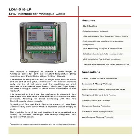 Patol Industiral Fire Detection LDM-519-LP - Analogue Linear Heat ...