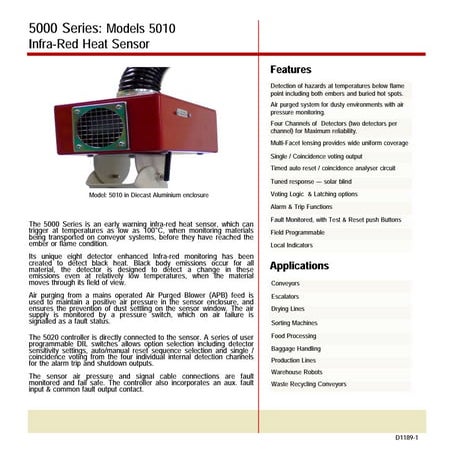 Patol Industrial Fire Detection 5010 Infrared Heat Sensor - Spec Sheet ...
