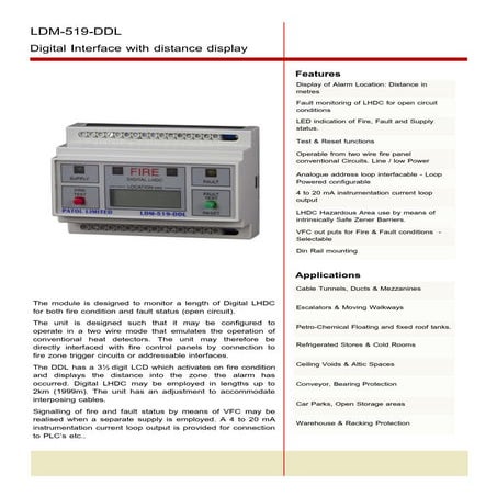 Patol Industrial Fire Detection LDM-519-DDL - Digital Linear Heat Detection Interface With ...