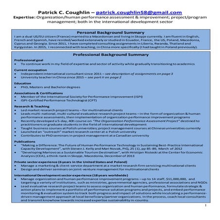 Patrick Coughlin CV 2017 | PDF