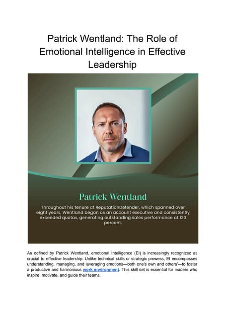 The Role of Emotional Intelligence in Leadership | PPT