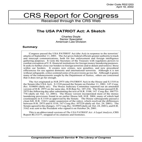 Patriot act summary | PDF