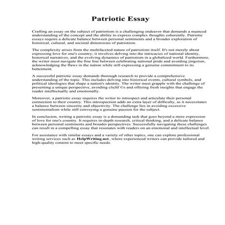 Patriotic Essay. Trinity Valley Community College | PDF
