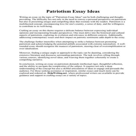 Patriotism Essay Ideas. What Patriotism Means To Me Essays | PDF